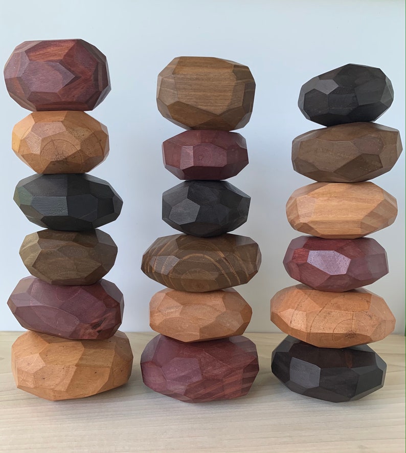 Wooden Stacking Stone Balancing Block Set, Open-ended Building Blocks ...