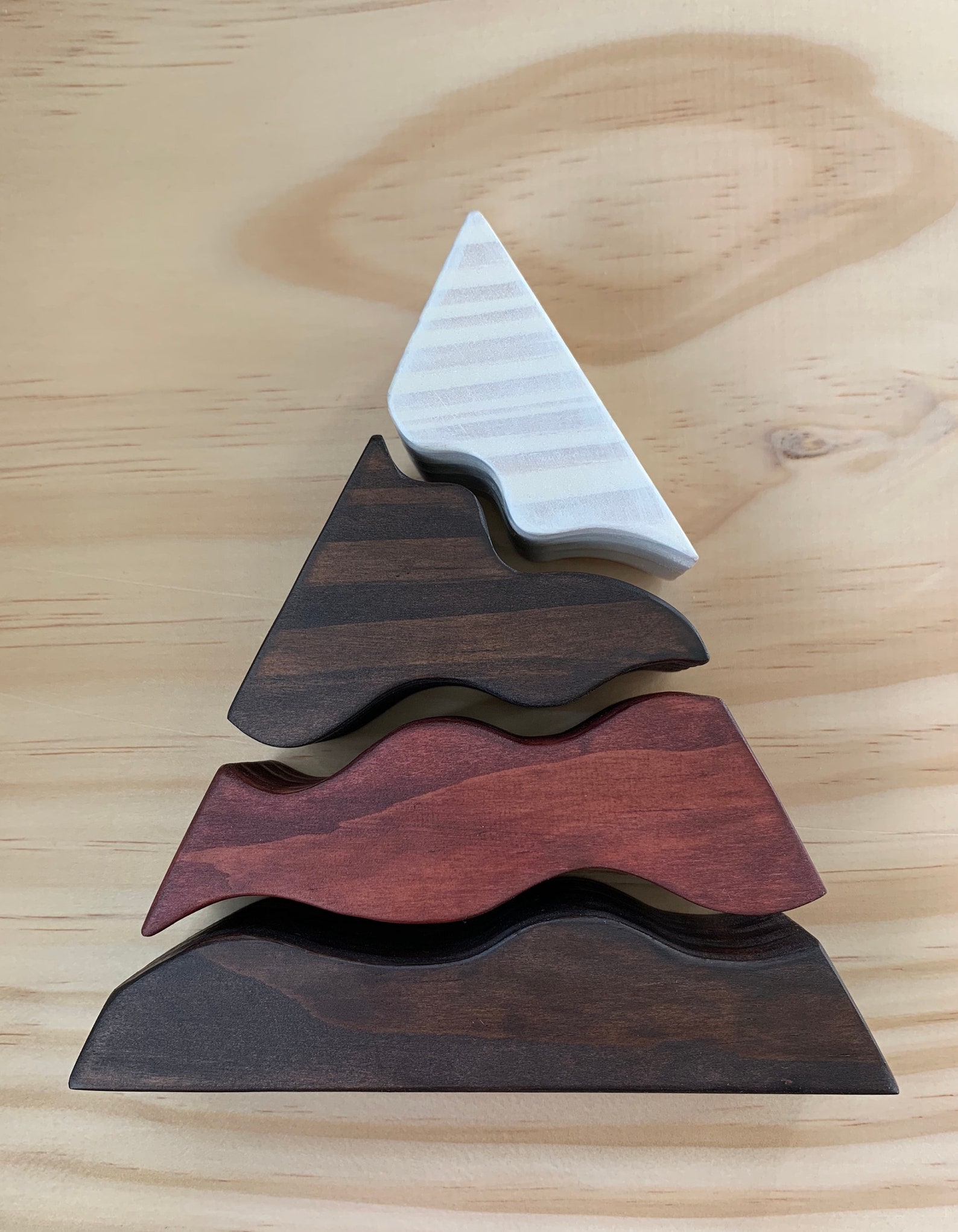 Wooden Mountain Stacking Toy, Puzzle, Nursery, Playroom Decor, Handmade ...