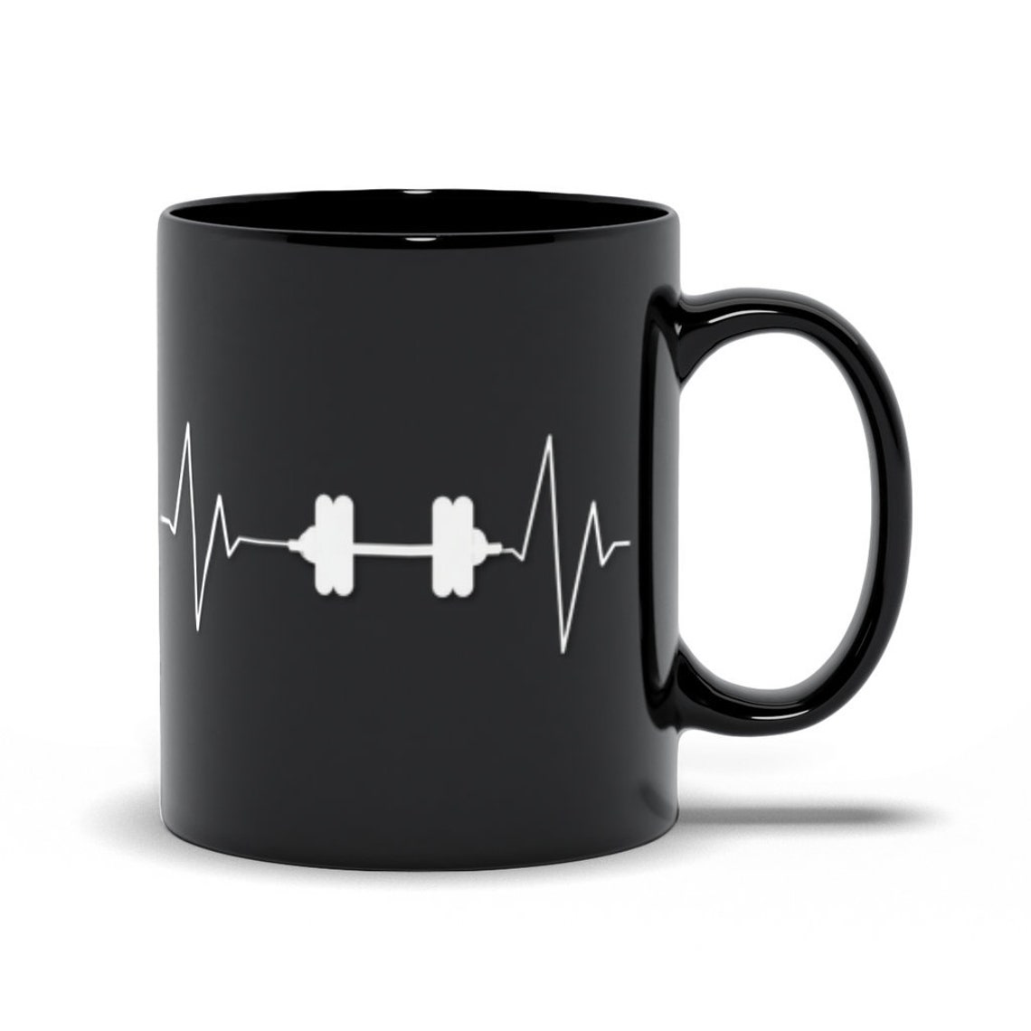 Barbell Heartbeat Black Mug | Weightlifter Gift | Fitness Mug | Workout ...