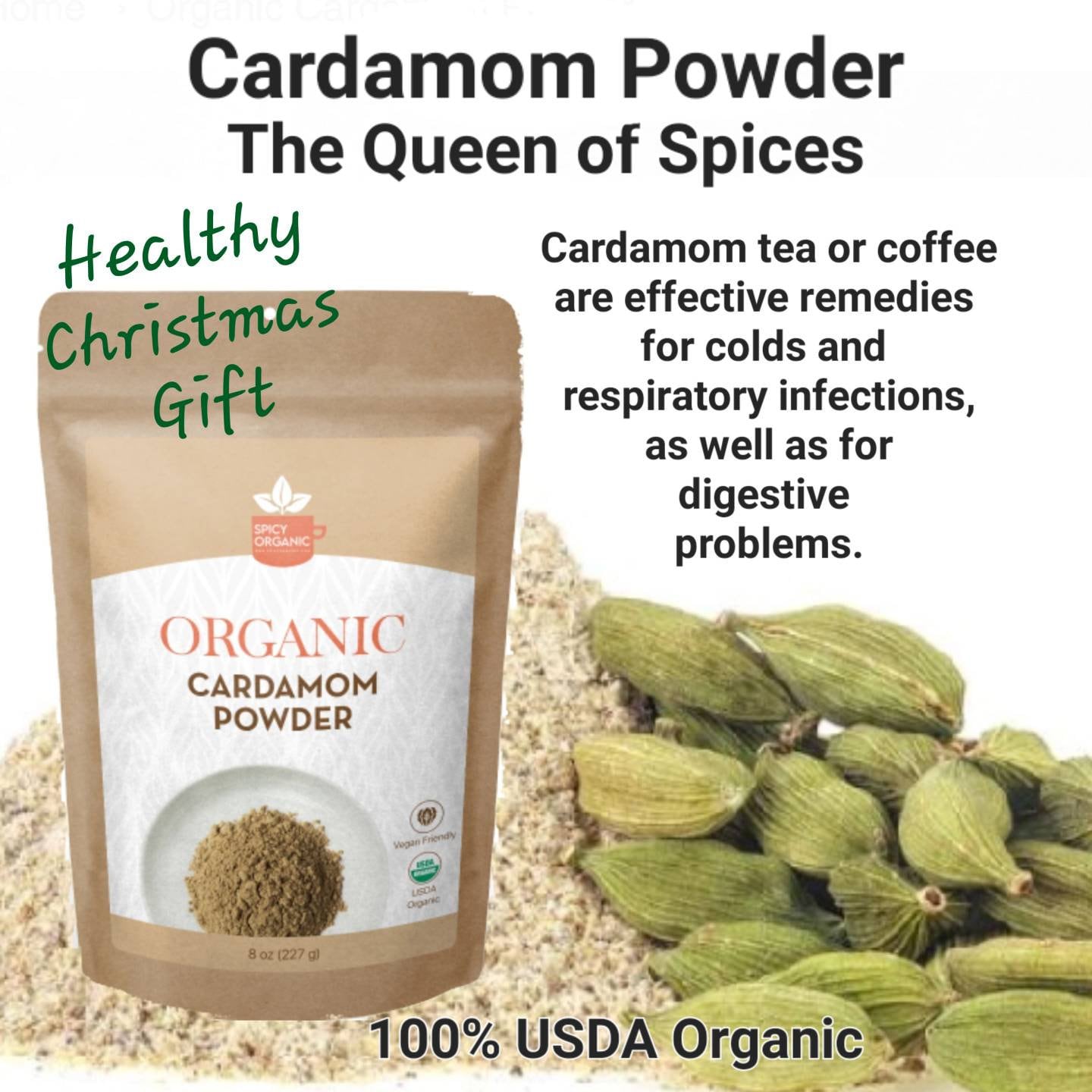 Cardamom Powder 4oz, 100% USDA Organic, Non GMO, Christmas Gift, Free ...