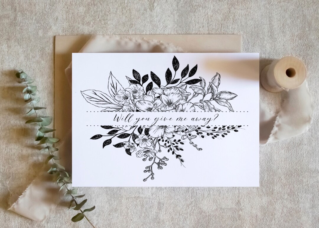 Father of Bride Proposal Card, Wedding Floral Design (digital Download ...
