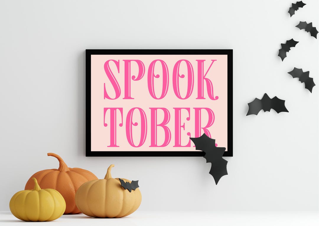 Pink Halloween Print, Halloween Wall Art, Spooky Wall Art, Halloween ...