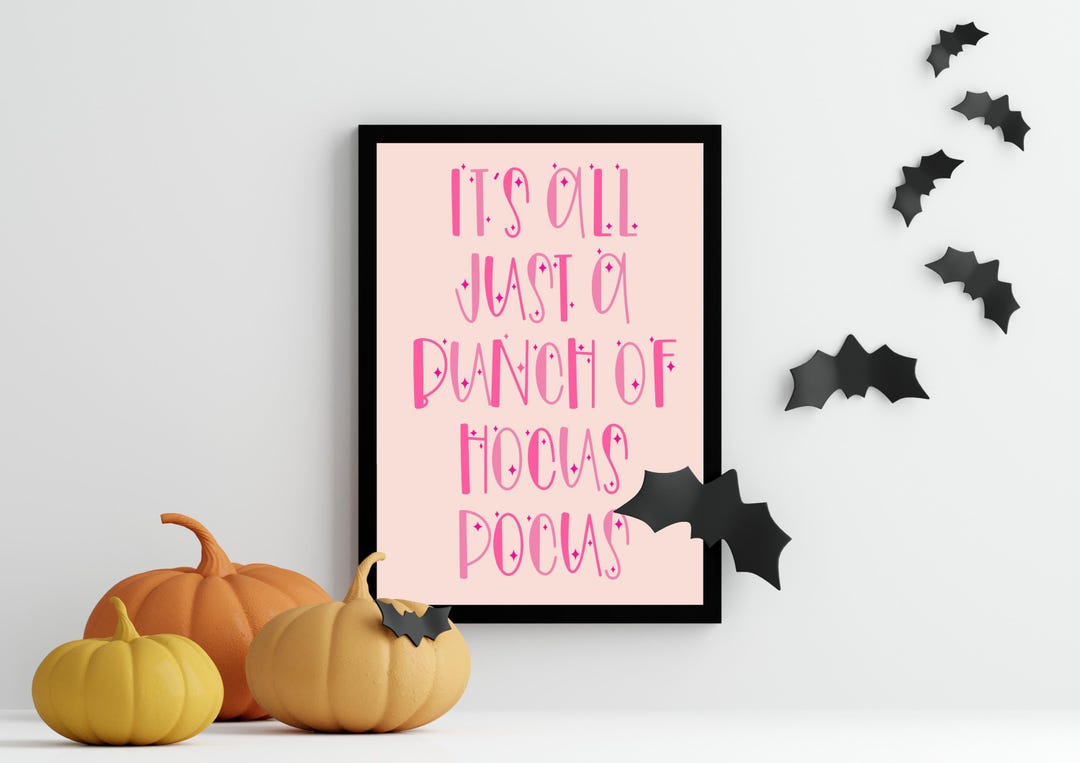 Pink Halloween Print, Halloween Wall Art, Spooky Wall Art, Halloween ...