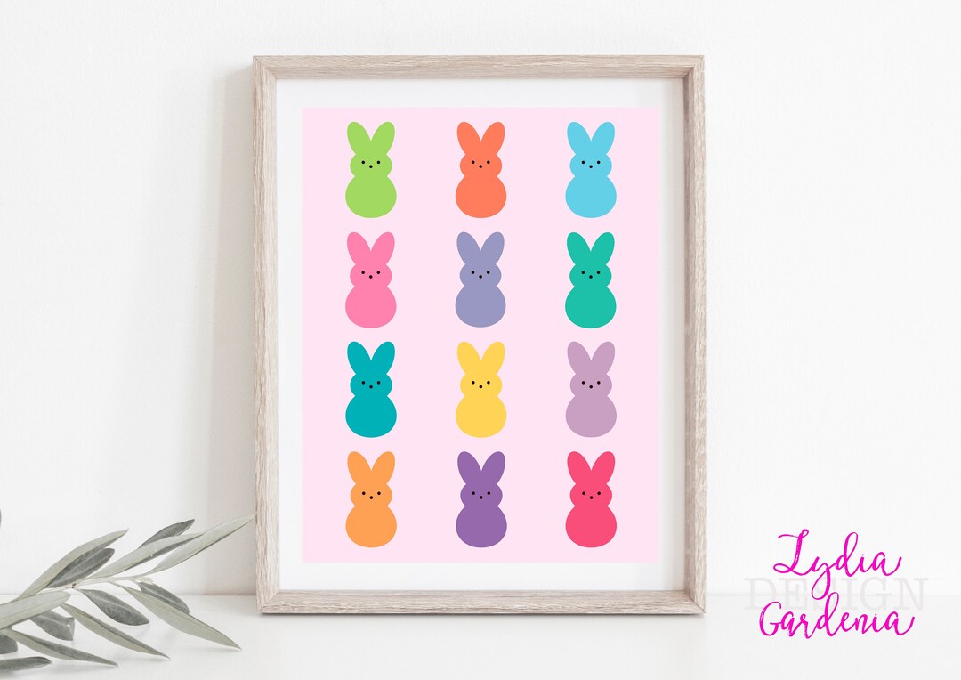 Peeps Print, Easter Print, Rainbow Peeps, Easter Decor, Easter Wall Art ...