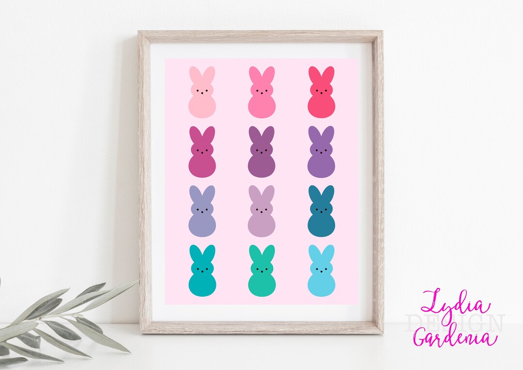 Peeps Print, Easter Print, Rainbow Peeps, Easter Decor, Easter Wall Art ...