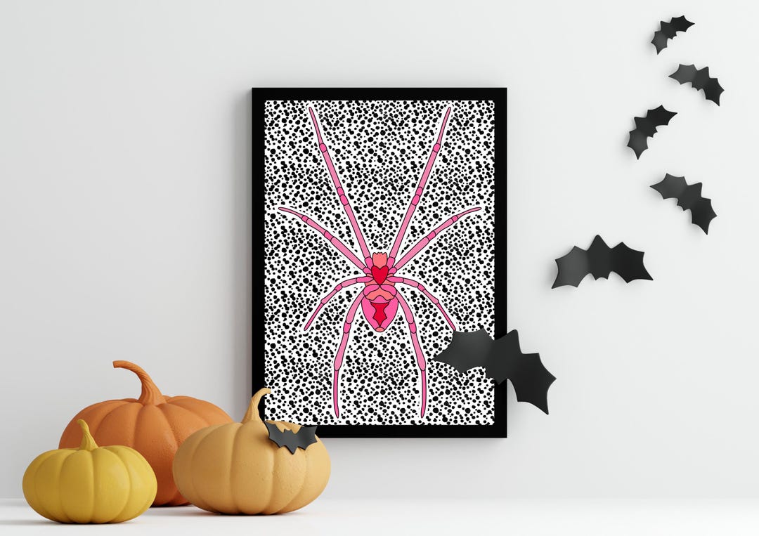 Pink Halloween Print, Halloween Wall Art, Spooky Wall Art, Halloween ...