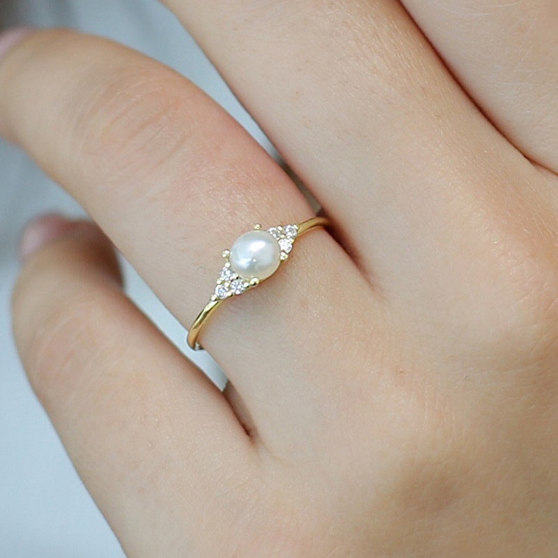 Pearl Engagement Ring - Etsy