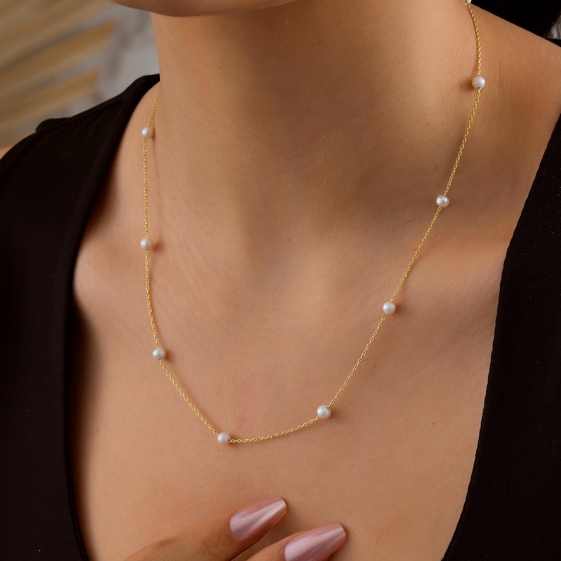Gold Pearl Necklace - Etsy