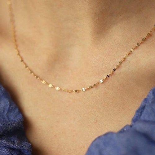 14k Gold Glitter Chain Necklacegold Filled Chainsparkle - Etsy