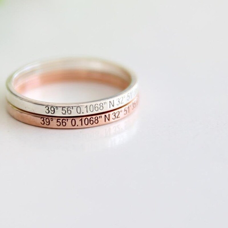 Coordinates Ring - Etsy
