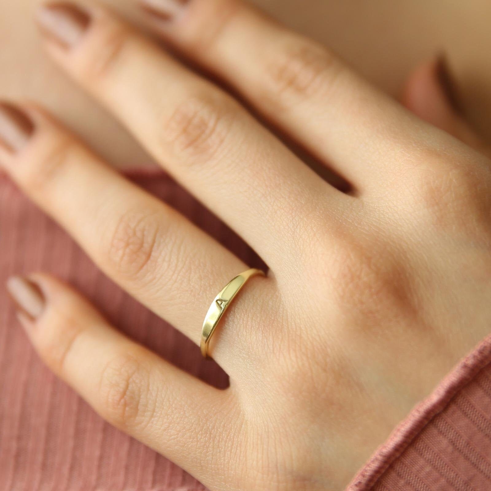 14k Initial Ringpersonalized Ring in Sterling Silvergold and - Etsy