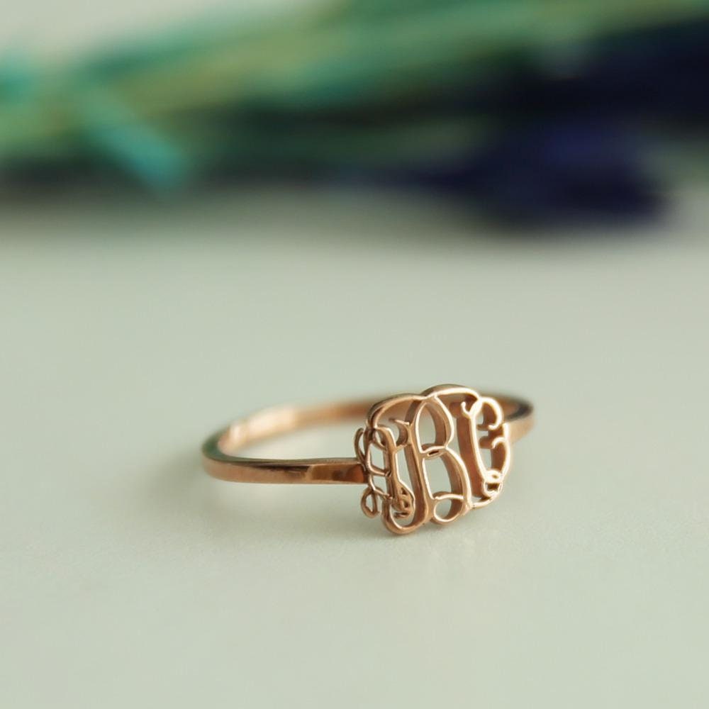 Personalized Monogram Initial Ring Tiny Dainty Initial Ring | Etsy
