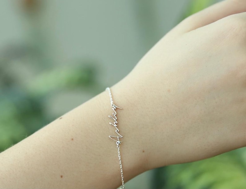 Sterling Silver Name Braceletcustom Chain - Etsy