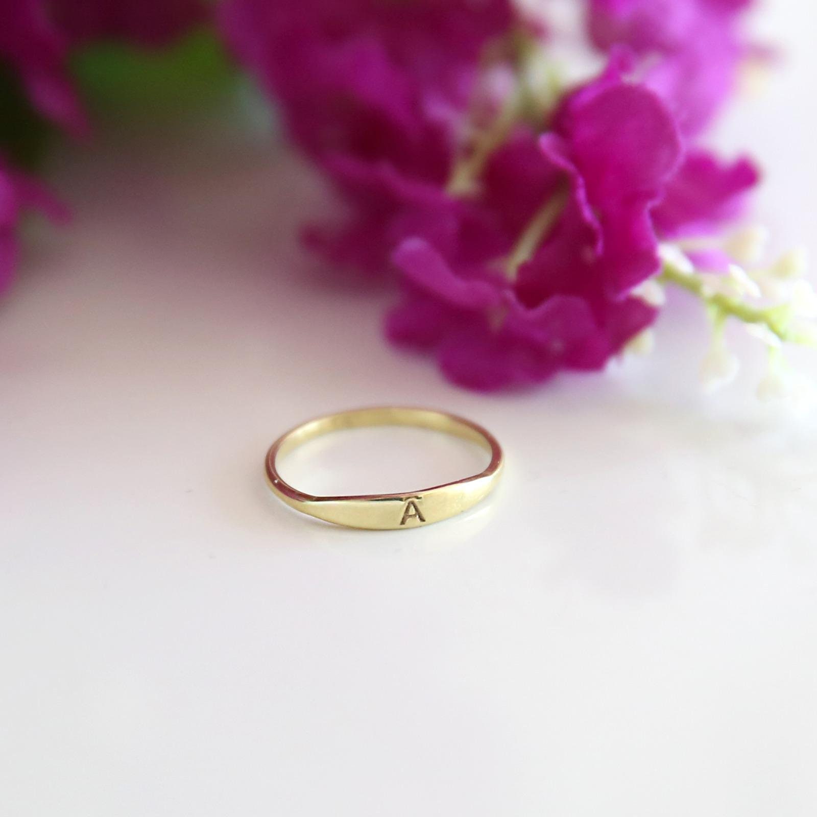 14k Initial Ringpersonalized Ring in Sterling Silvergold and - Etsy