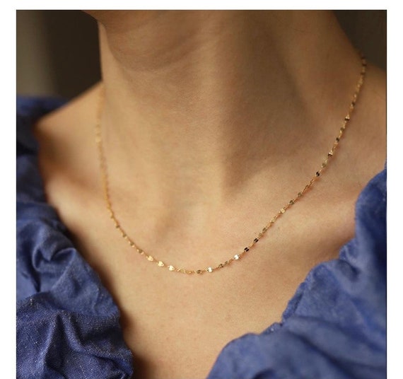 14k Gold Glitter Chain Necklacegold Filled Chainsparkle - Etsy
