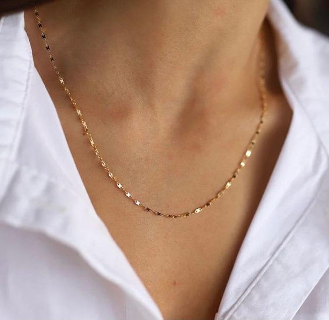 14k Gold Glitter Chain Necklacegold Filled Chainsparkle - Etsy