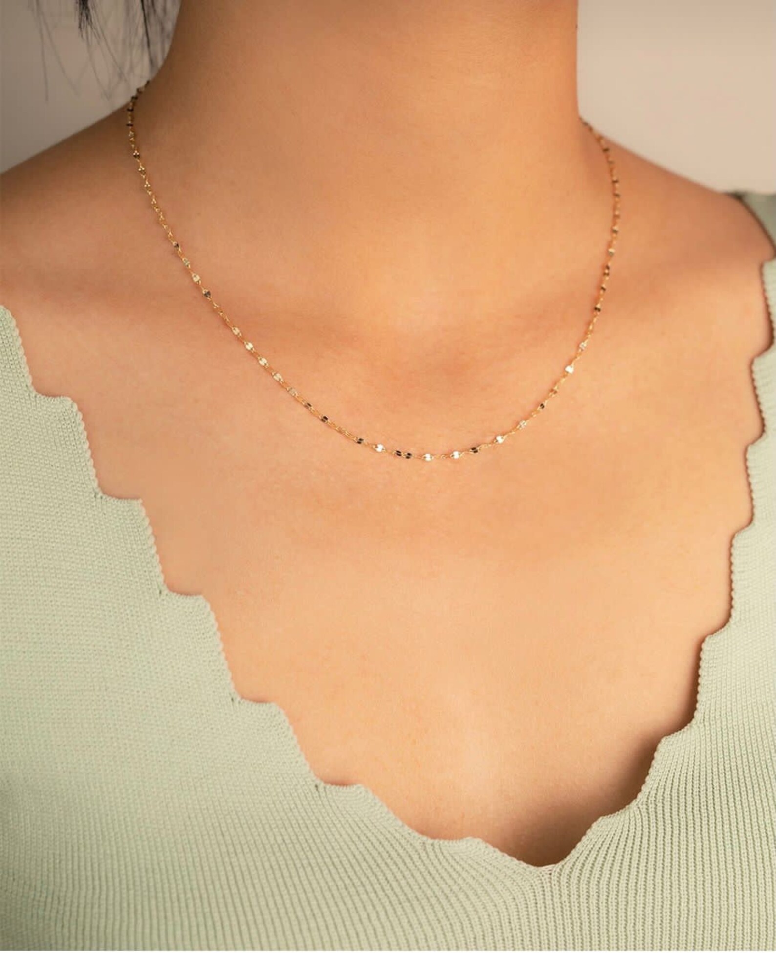 14k Gold Glitter Chain Necklacegold Filled Chainsparkle - Etsy