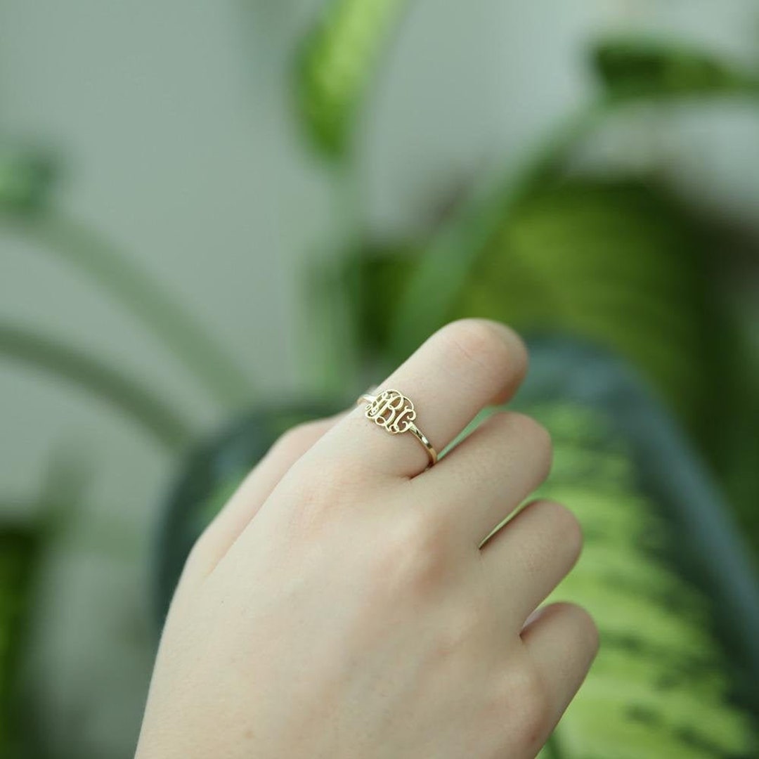 Personalized Monogram Initial Ring, Tiny Dainty Initial Ring, Custom ...