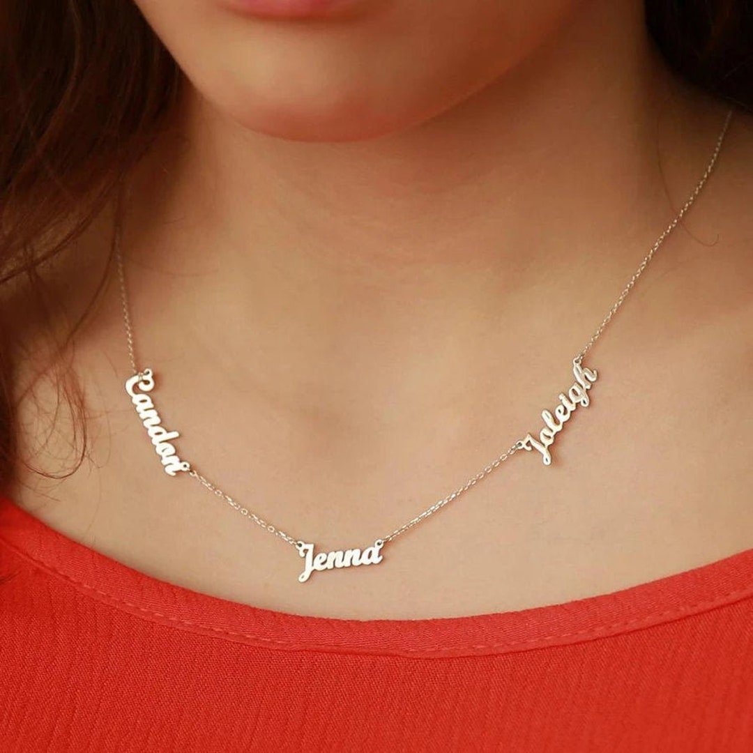 Personalized Three Name Necklace,family Necklace,multiple Name Necklace ...