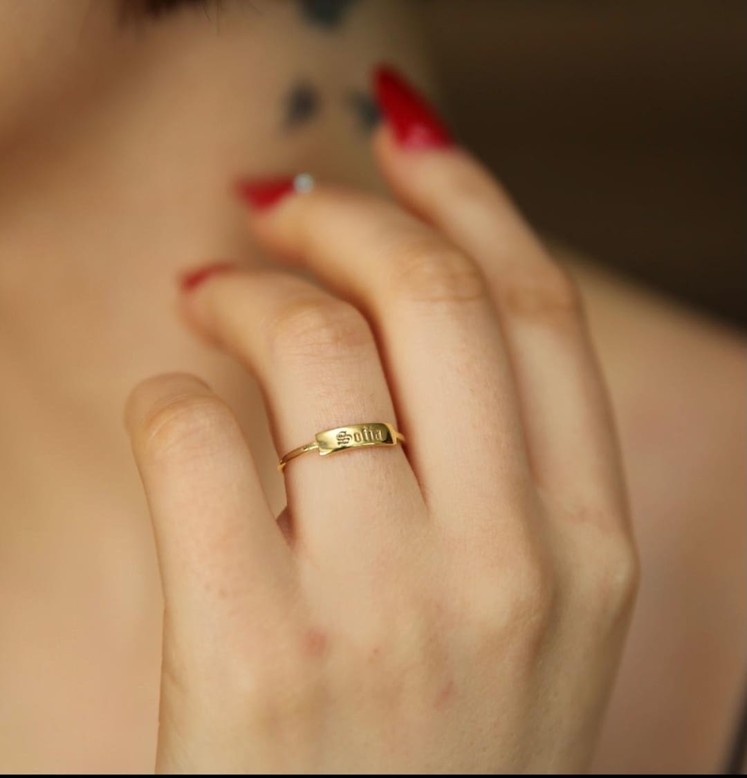 Dainty Bar Ring,personalized Date Ring,initials Ring,personalized Ring ...