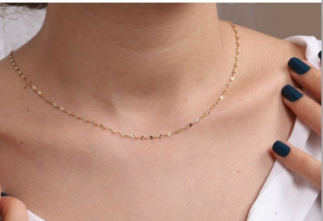 14k Gold Glitter Chain Necklace,gold Filled Chain,sparkle Chain ...