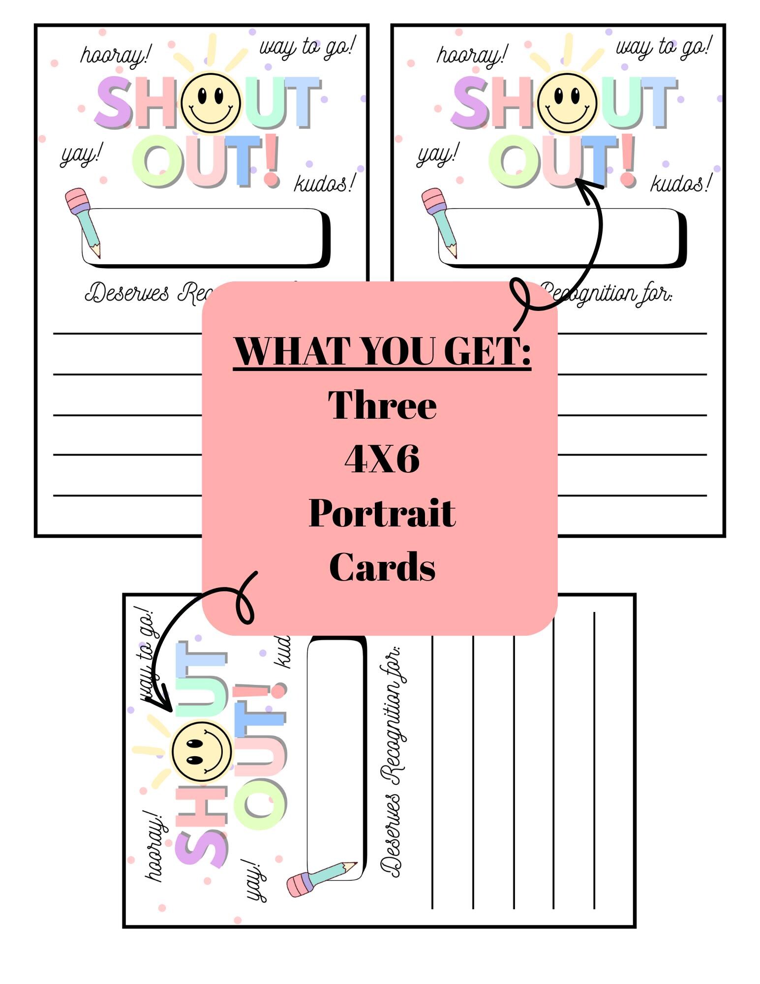 Printable Teacher Shout Out Cards: Student & Staff Recognition (digital ...