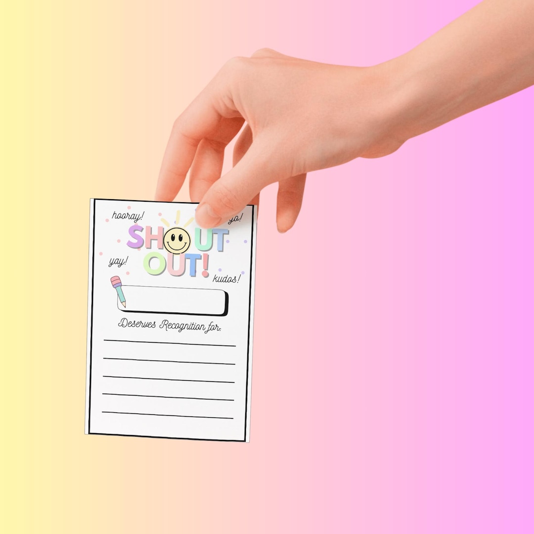Printable Teacher Shout Out Cards: Student & Staff Recognition (digital ...
