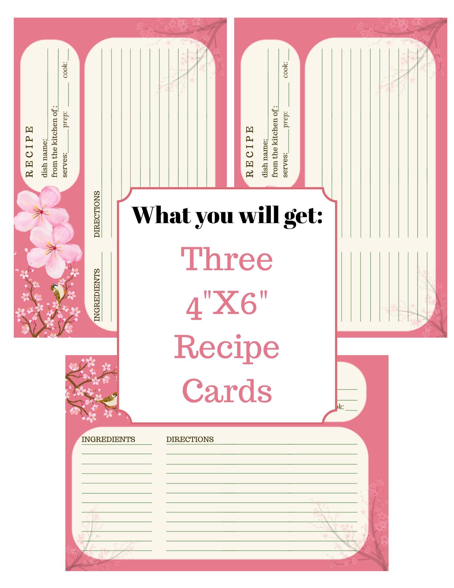 Cherry Blossom Japanese Recipe Card: Modern Printable Design (4x6 ...