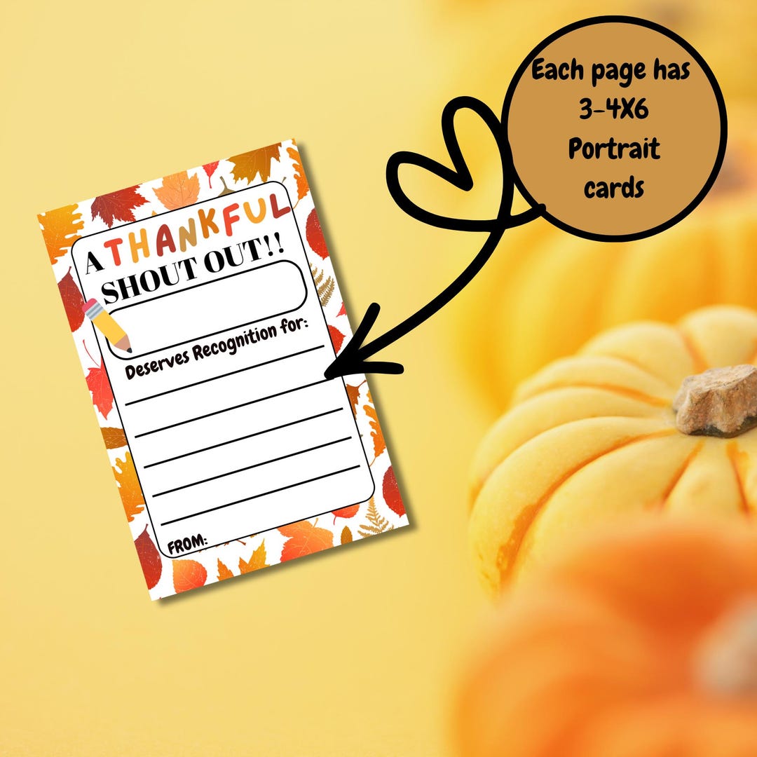 Printable Teacher Fall Shout Out Cards: Student & Staff Recognition ...
