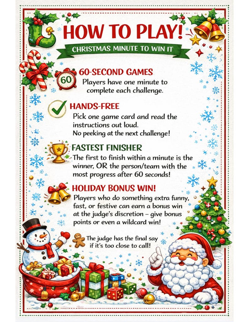Christmas Minute to Win It Games: Fun Printable Party Game (digital ...