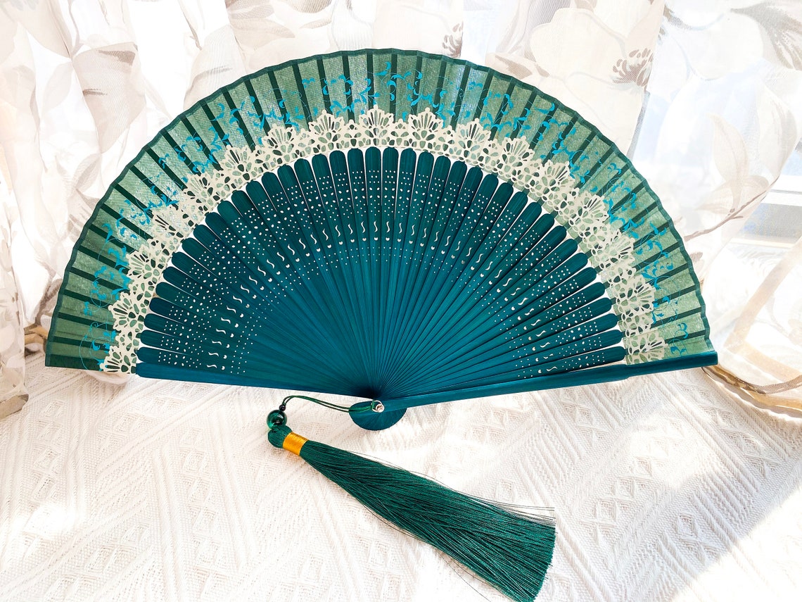 Elegant Green Folding Fan Classic Hand Fan Christmas Gift - Etsy