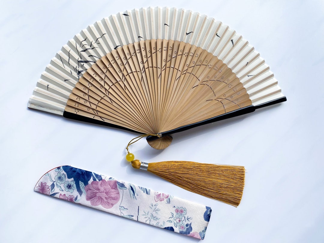 Beautiful Firework Carving Hand Fan With Wooden Stand ,handheld Folding ...