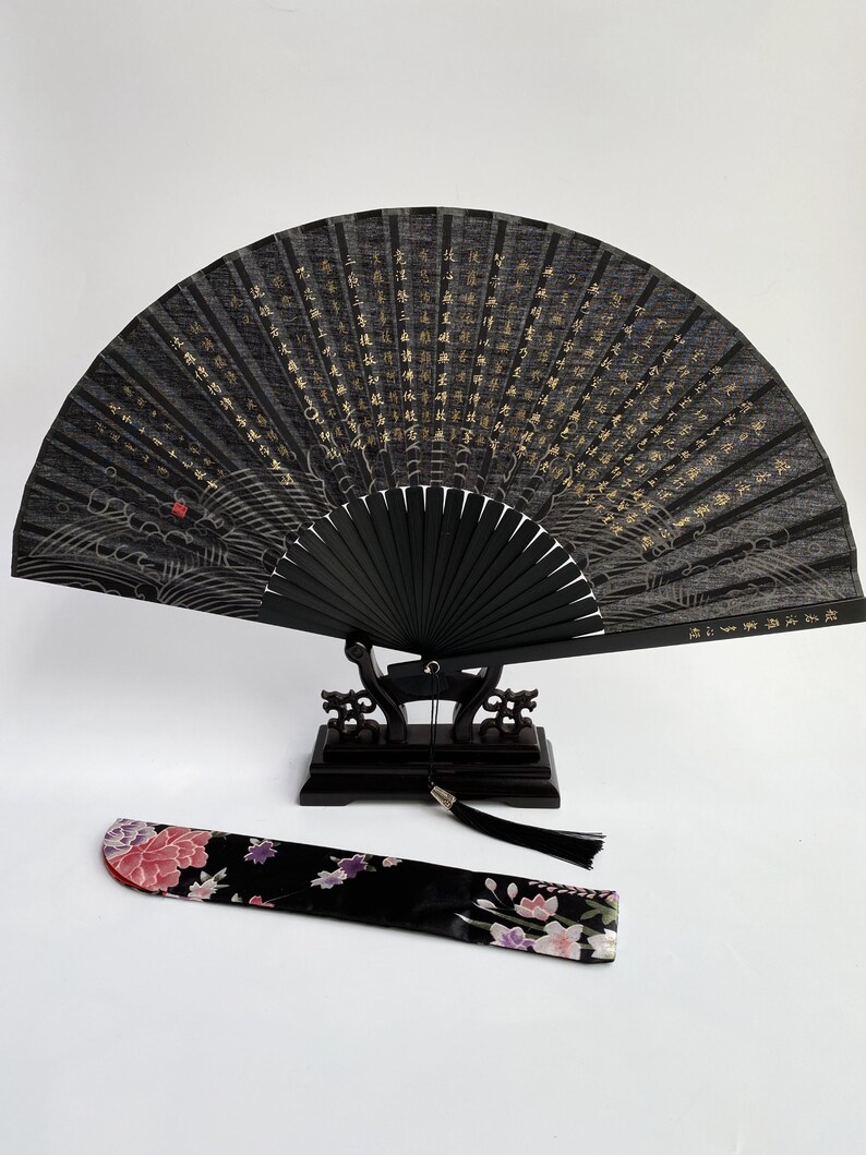 Beautiful Elegant Folding Fan,buddhist Scripture Hand Fan, Parents Gift ...