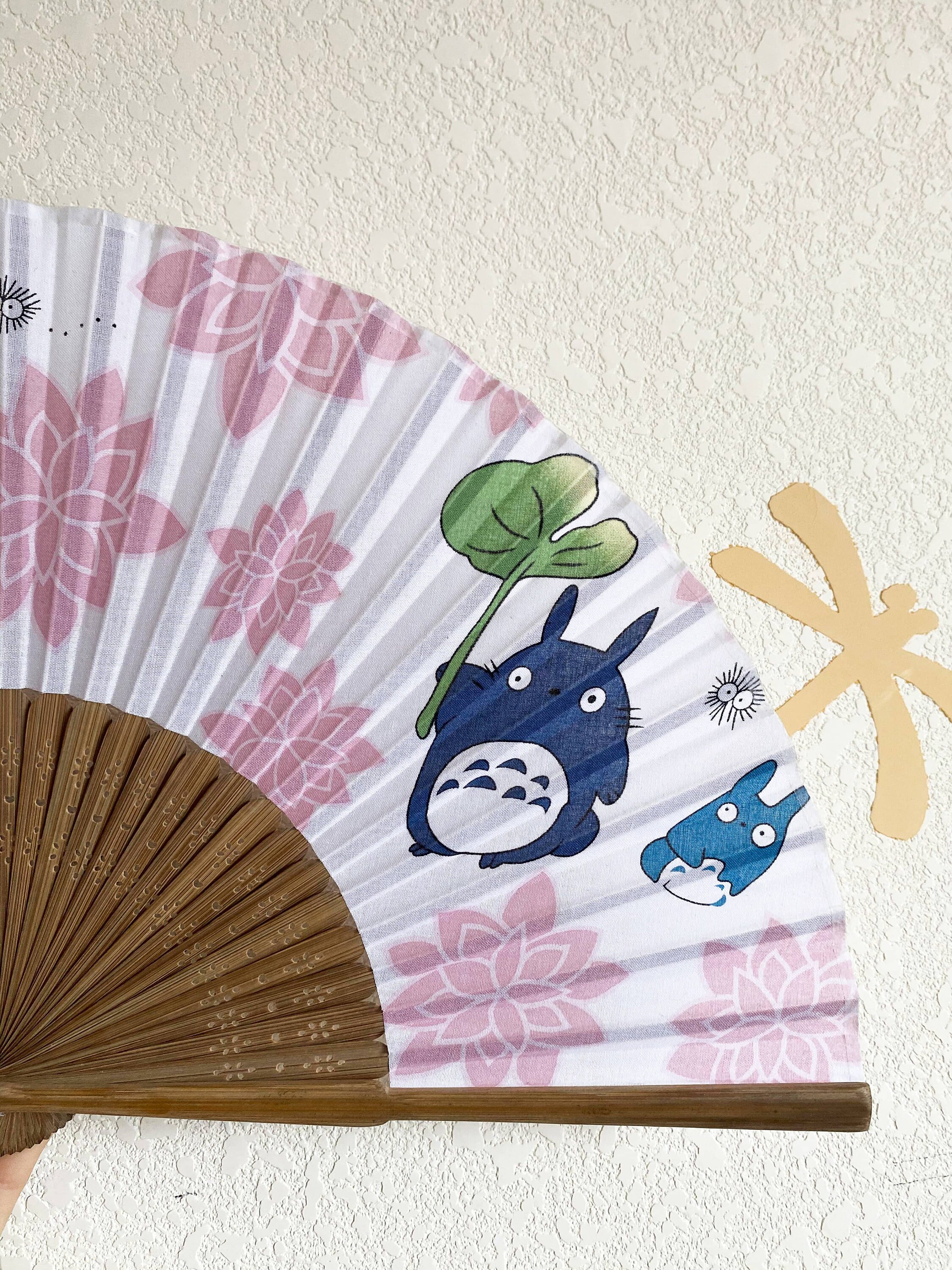 Hand Fan japanese Folding Fanpink Totorosilk Hand - Etsy