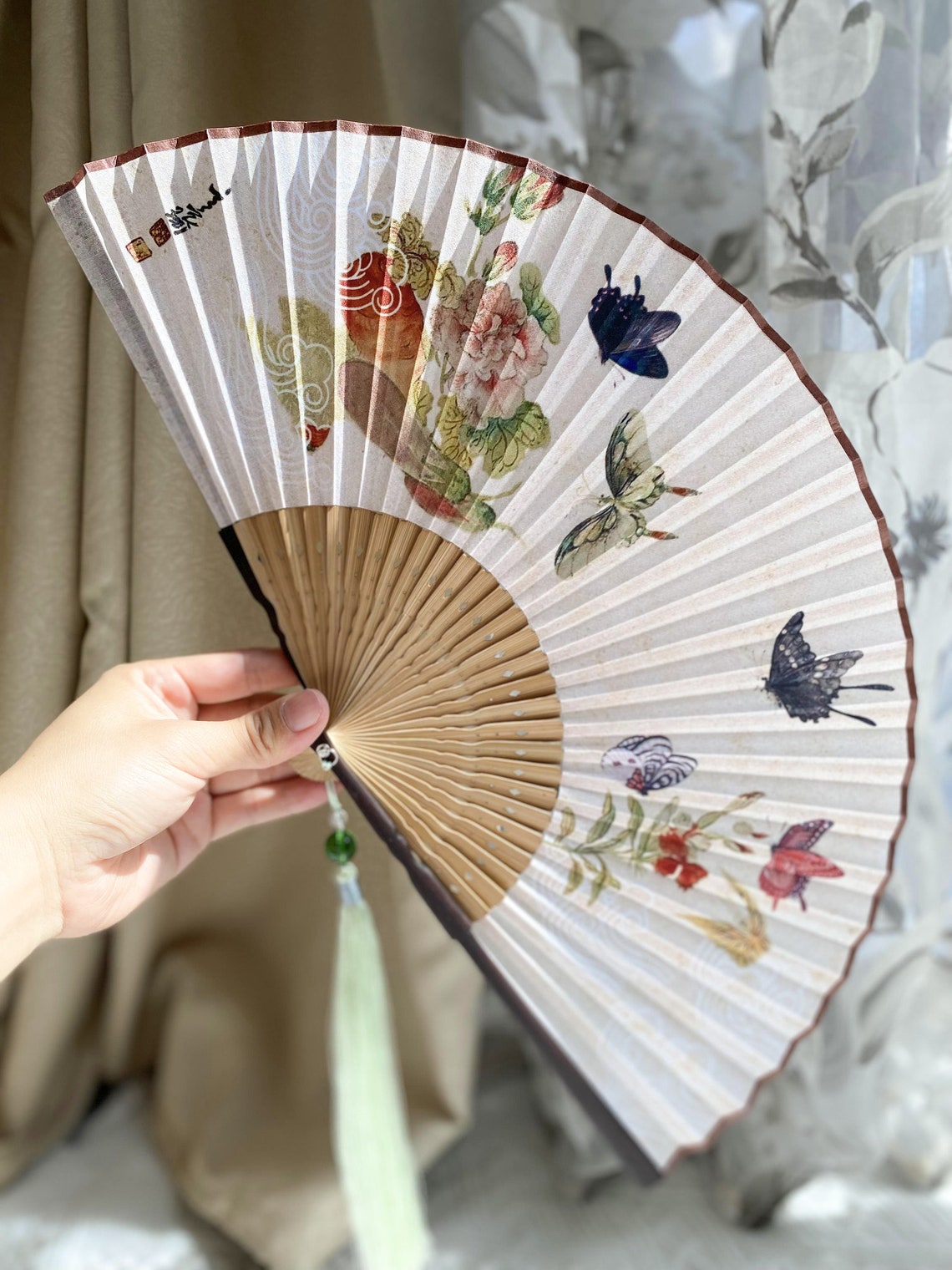 Butterfly Forest Hand Fan, Vintage Folding Fan, Parents Gift, Birthday ...