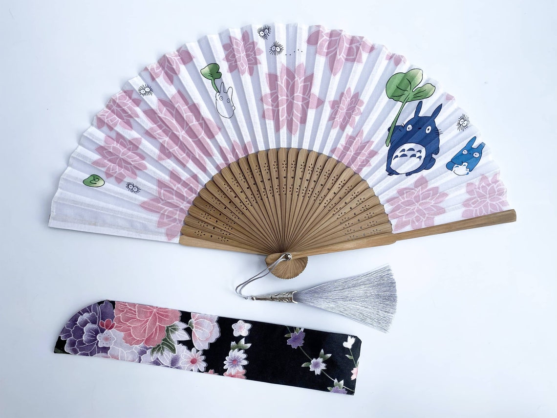 Hand Fan japanese Folding Fanpink Totorosilk Hand - Etsy