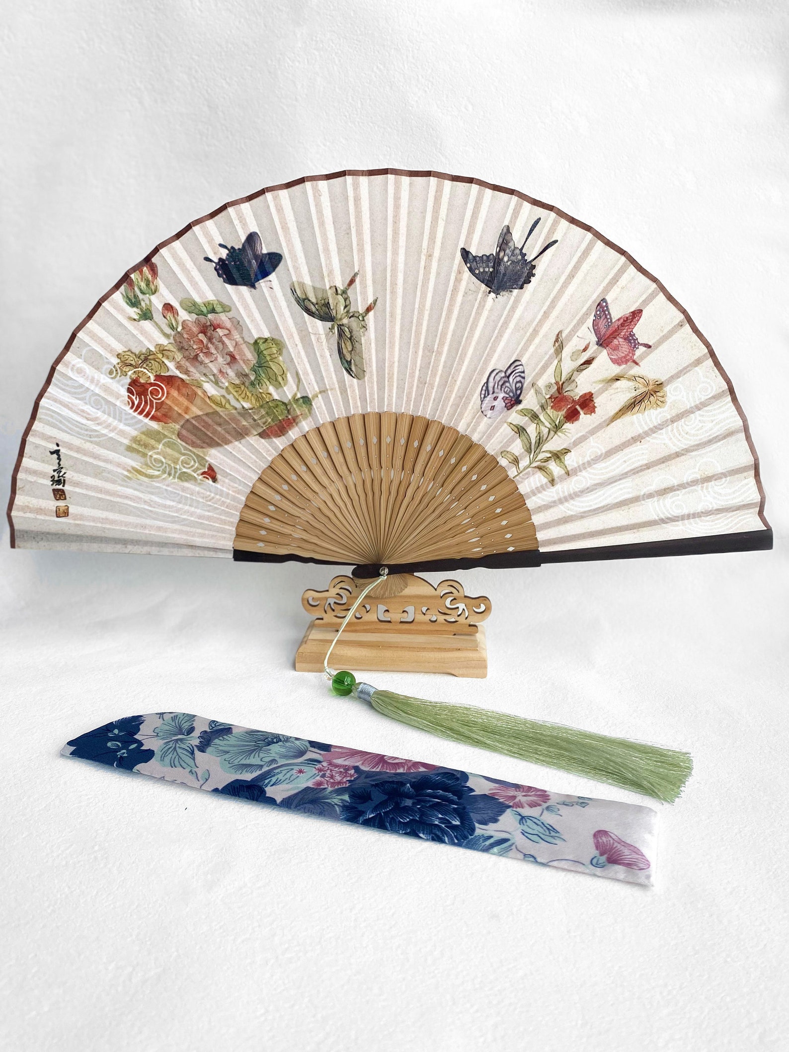 Butterfly Forest Hand Fan, Vintage Folding Fan, Parents Gift, Birthday ...