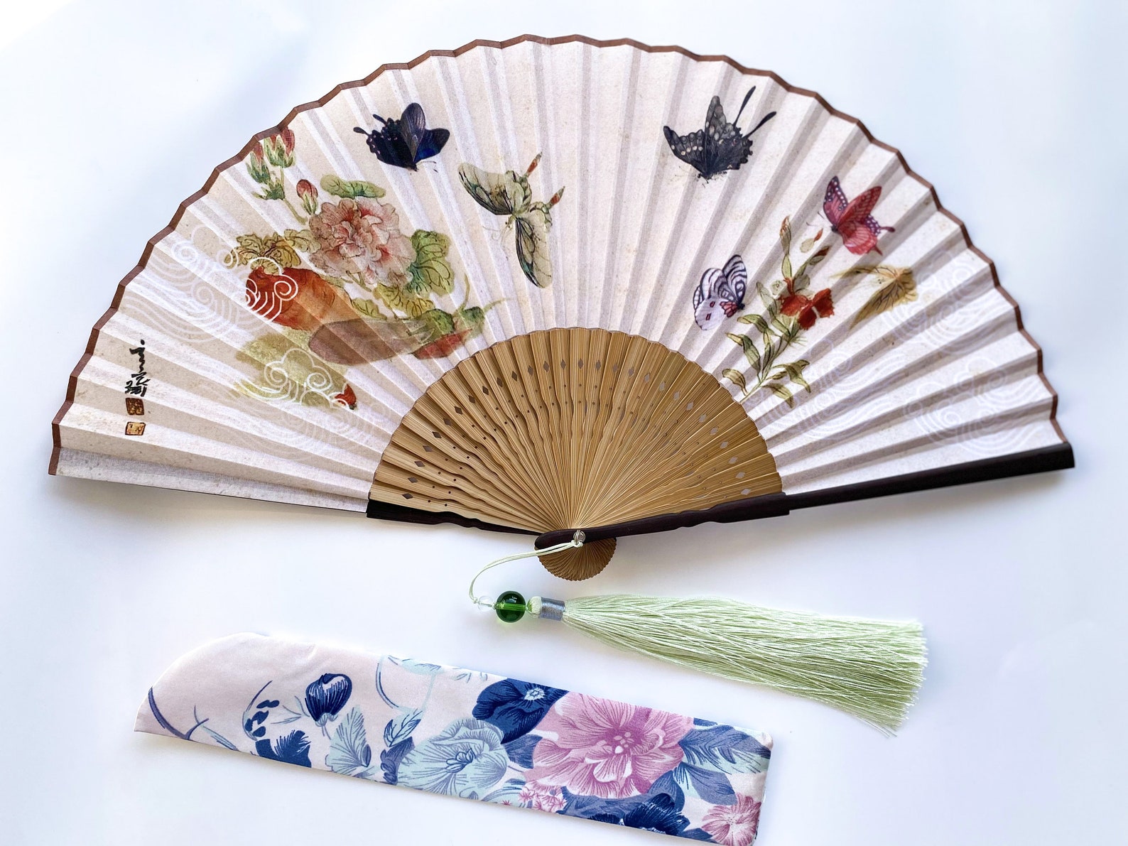 Butterfly Forest Hand Fan, Vintage Folding Fan, Parents Gift, Birthday ...