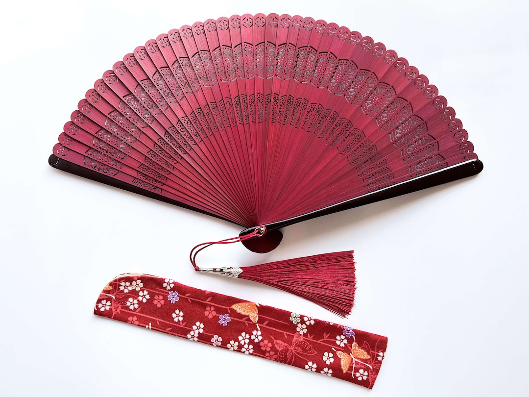 Beautiful Carved Pattern Hand Fan, Japanese Classic Folding Fan ...