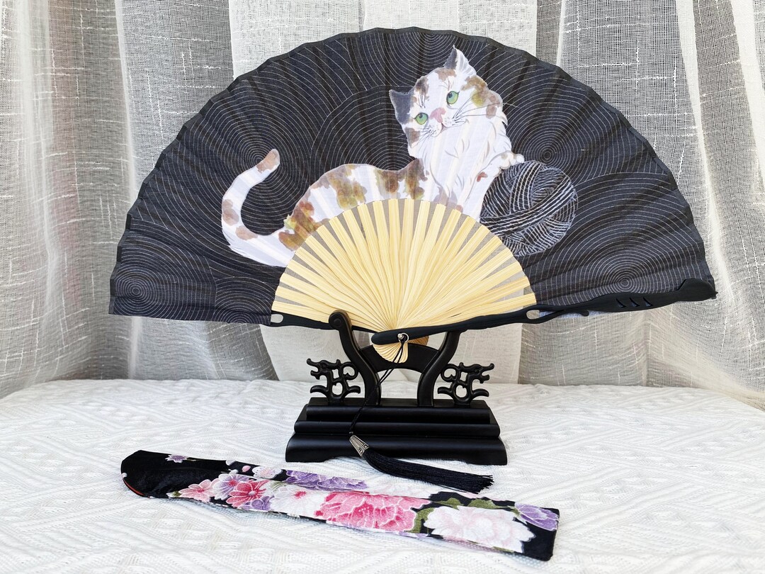 Cat Pattern Folding Fan, Kitty Hand Fan, Parents Gift.decorative Baby ...