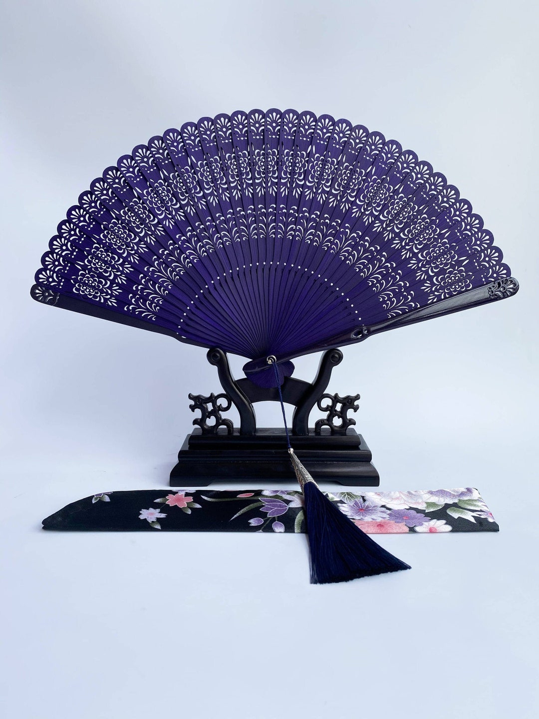 Purple Hand Fan With Peacock Motif- Multicolor Hand Fan,handheld ...