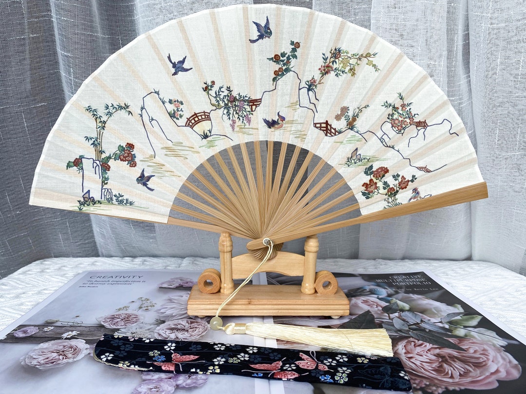 Beautiful Flower Landscape Folding Fan,parents Gift Hand Fan - Etsy