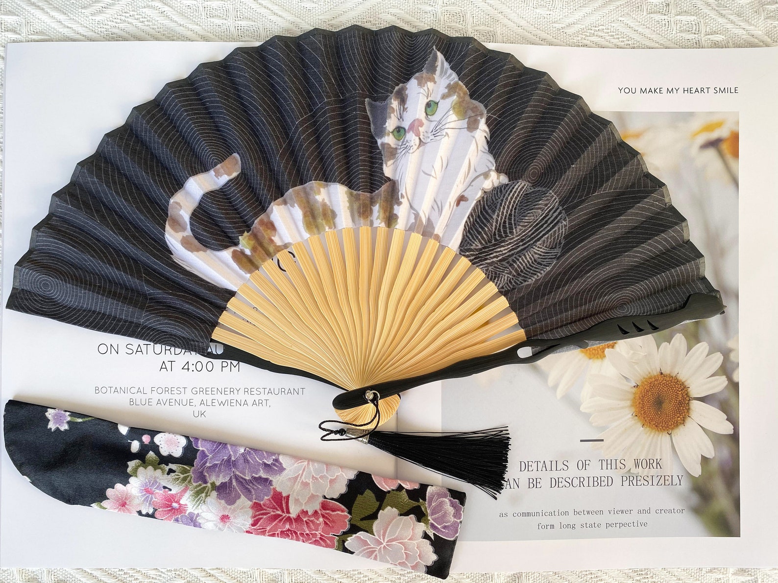 Cat Pattern Folding Fan Kitty Hand Fan Parents - Etsy