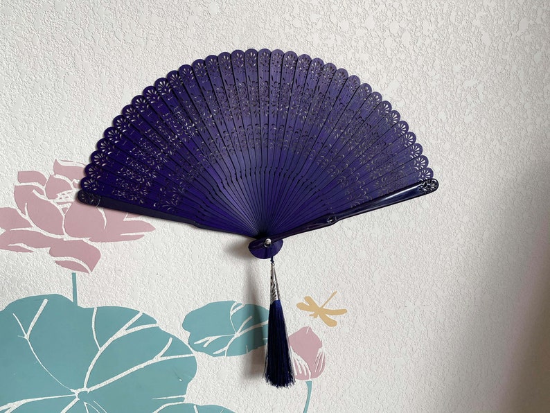 Purple Hand Fan With Peacock Motif- Multicolor Hand Fan,handheld ...