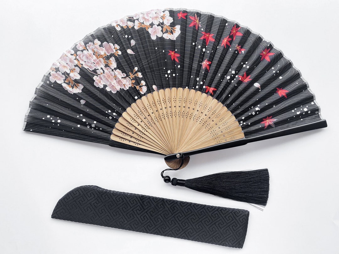 Autumn Evening Hand Fan Antiquity Cherry Blossom Folding - Etsy