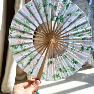 Beautiful Pink Jasmine Flower Pattern Hand Fan, Antiquity Folding Fan ...