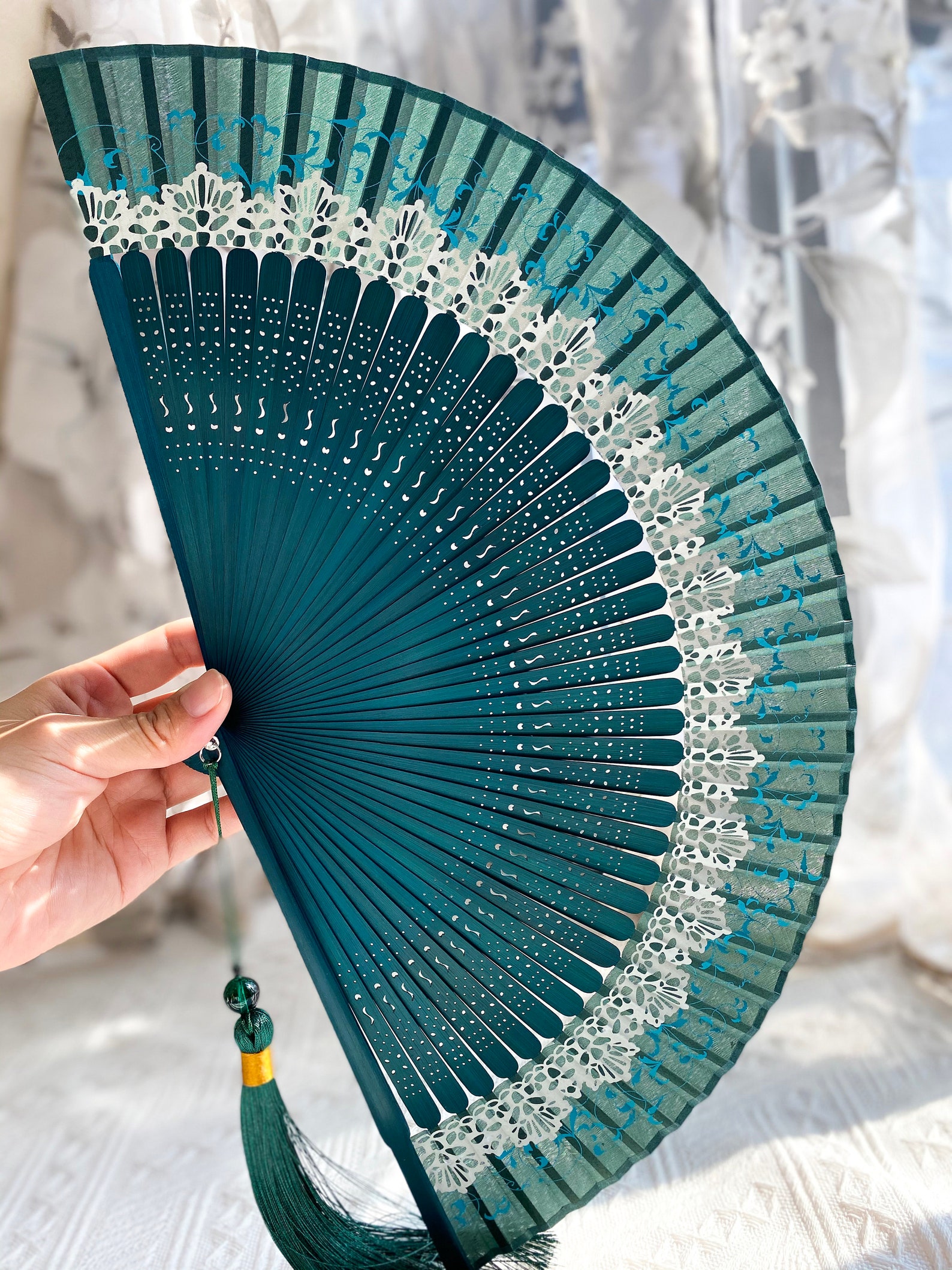 Elegant Green Folding Fan Classic Hand Fan Christmas Gift - Etsy