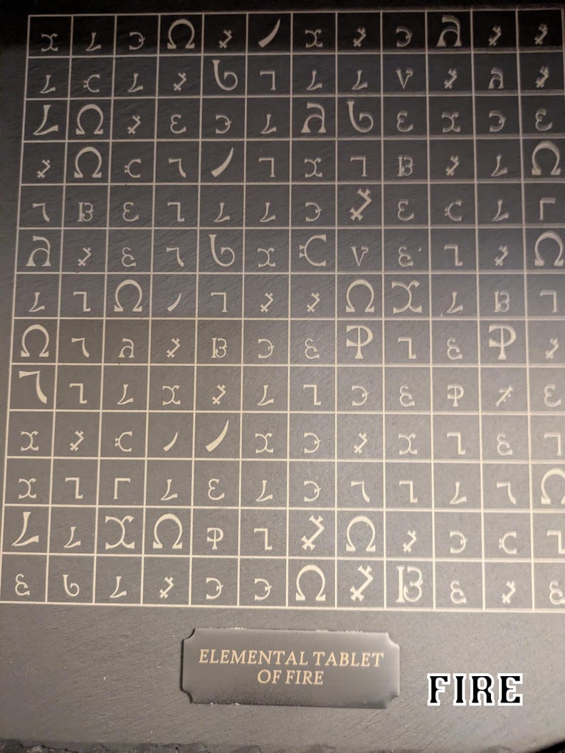 Enochian Elemental Watchtower Tablets, Fire, Air, Water, Earth, the ...
