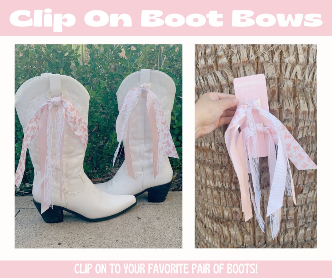 Pink Coquette Boot Bows | Boot Ribbons | Clasp on Boot Bows - Etsy