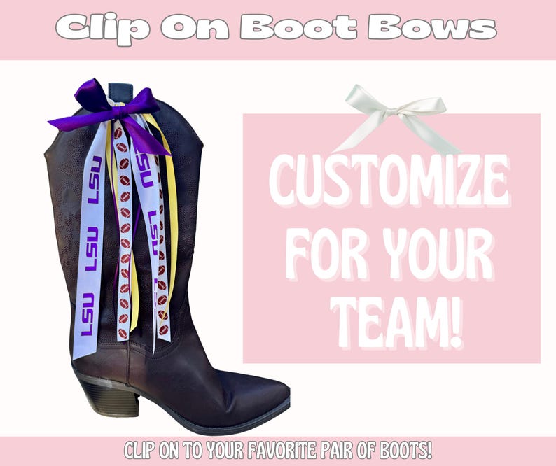 Custom Boot Bows | Boot Ribbons | Clasp on Boot Bows | University ...